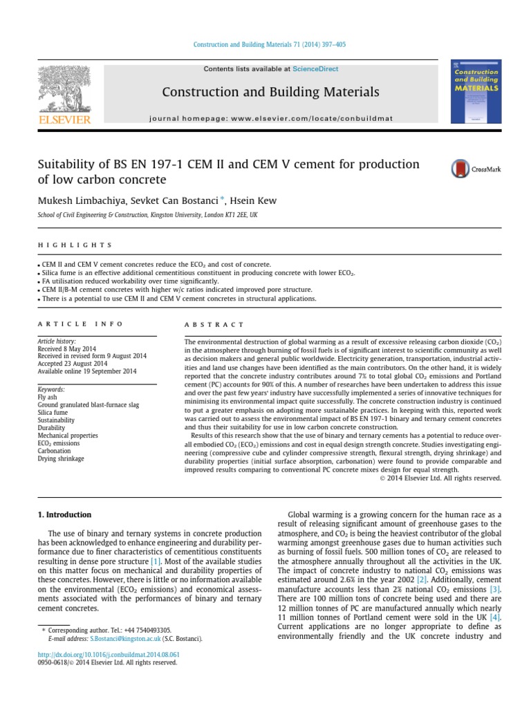 CEM II and V for Low Carbon Concrete | PDF | Concrete | Cement
