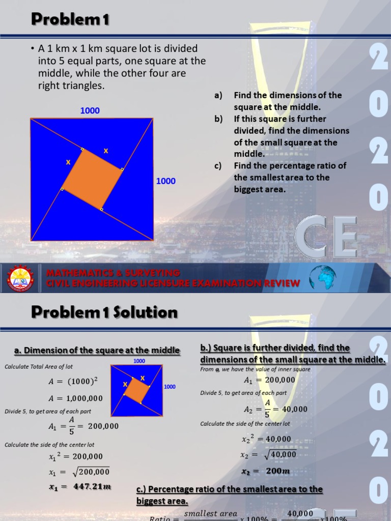 A 1 KM X 1 KM Square Lot Is Divided Into 5 Equal Parts, One Square at ...