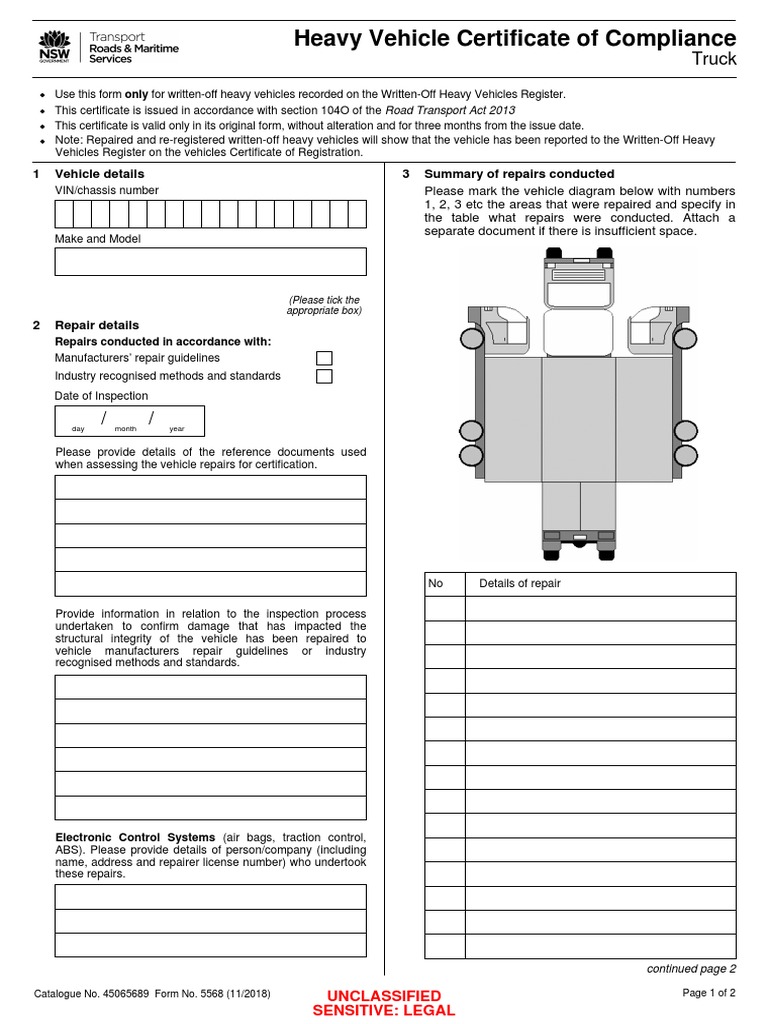 Heavy Vehicle Compliance Certificate | PDF | Vehicles | Truck