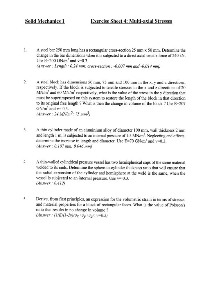 Multi-axial Stresses in Solid Mechanics | PDF
