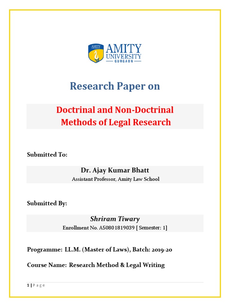 Doctrinal vs Non-Doctrinal Legal Research | PDF | Qualitative Research ...