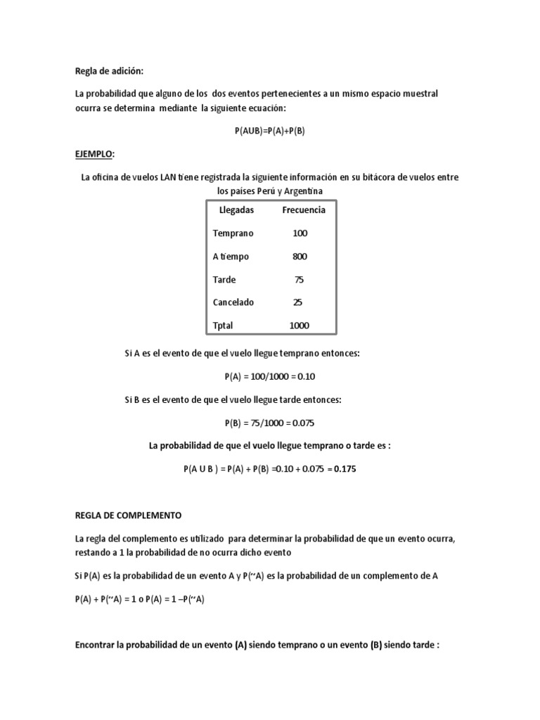 Regla de Adición y Complemento | PDF