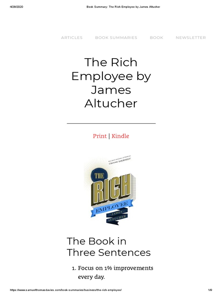 Book Summary - The Rich Employee by James Altucher | PDF ...