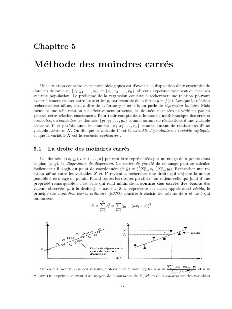 Méthode Des Moindres Carrés Pdf Pdf Régression Linéaire Méthode
