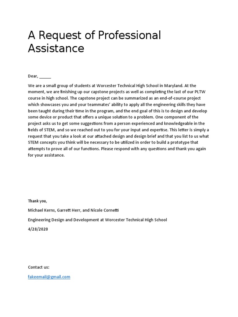 A Request of Professional Assistance | PDF