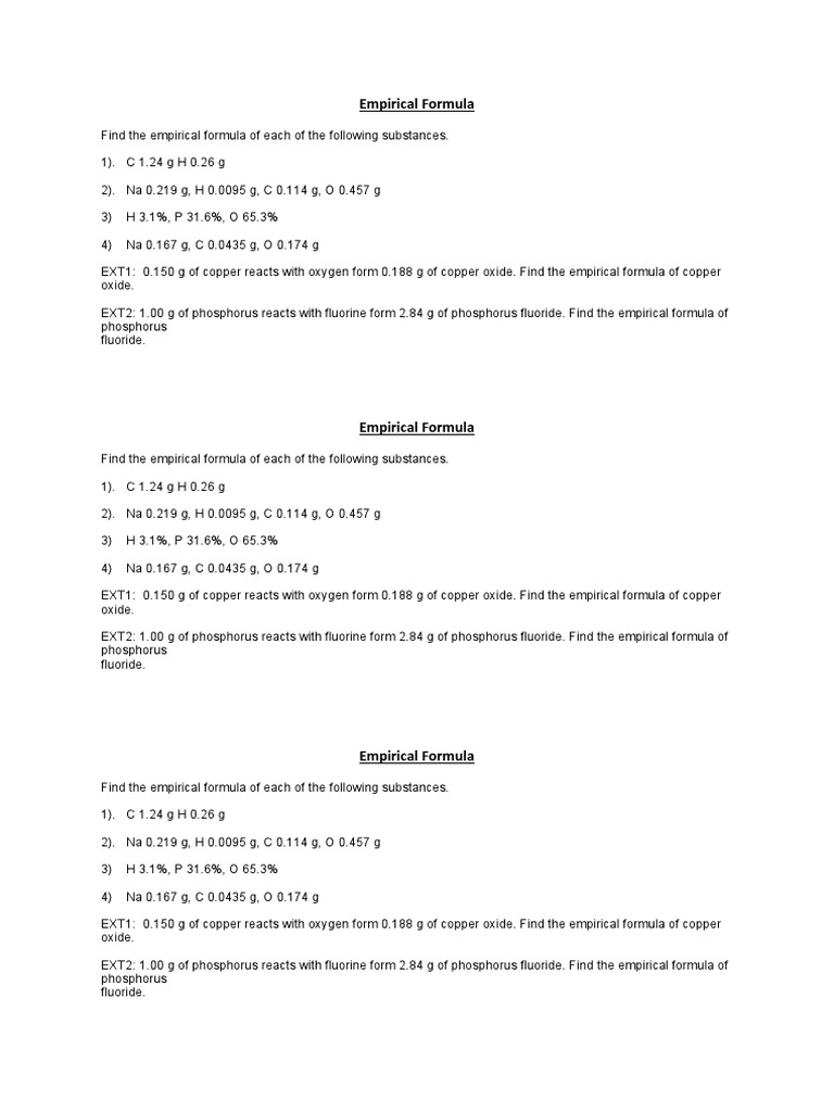 2c. Empirical Formula A Work | PDF | Art | Science & Mathematics