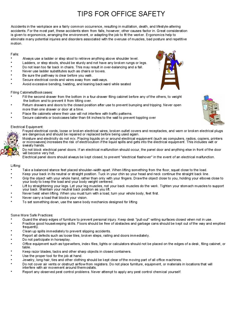 Tips For Office Safety | PDF | Ladder | Door