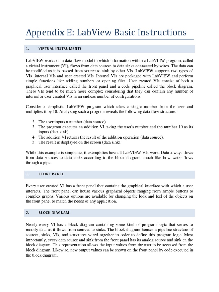 Appendix E: Labview Basic Instructions: 1. Virtual Instruments | Download Free PDF | Array Data ...