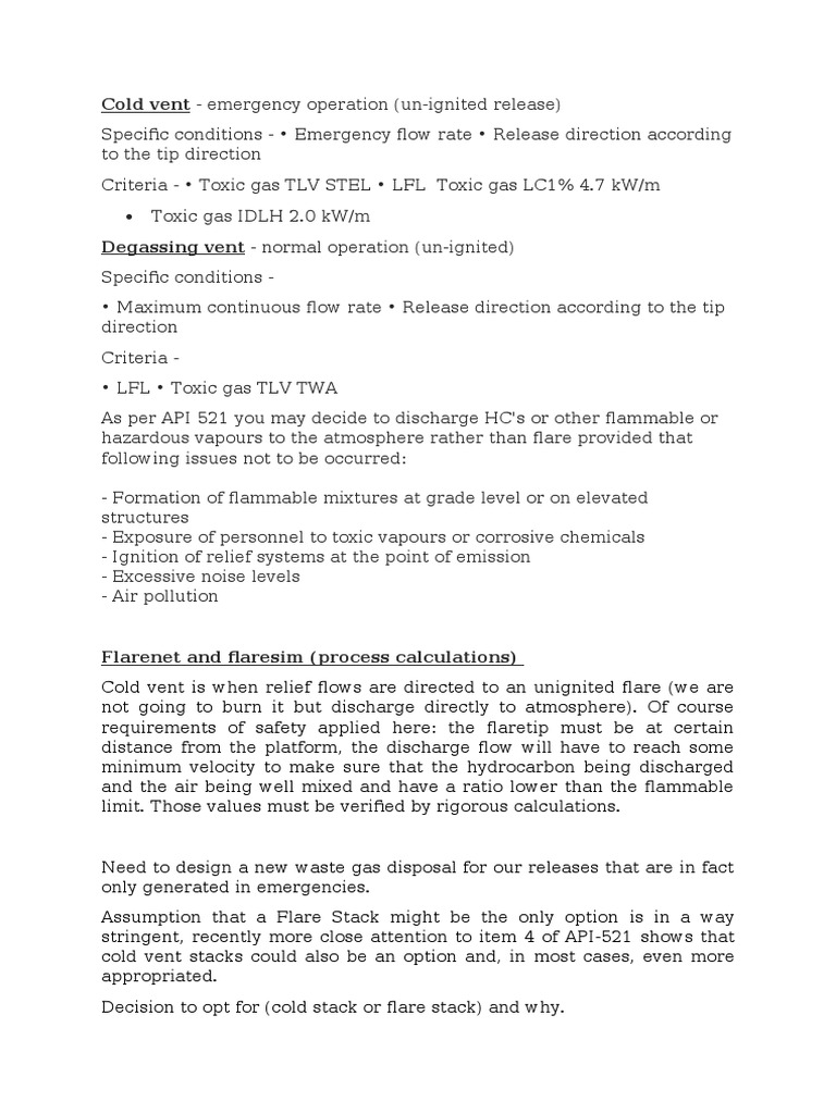Cold Venting Guidelines per API 521 | PDF | Gases | Air Pollution