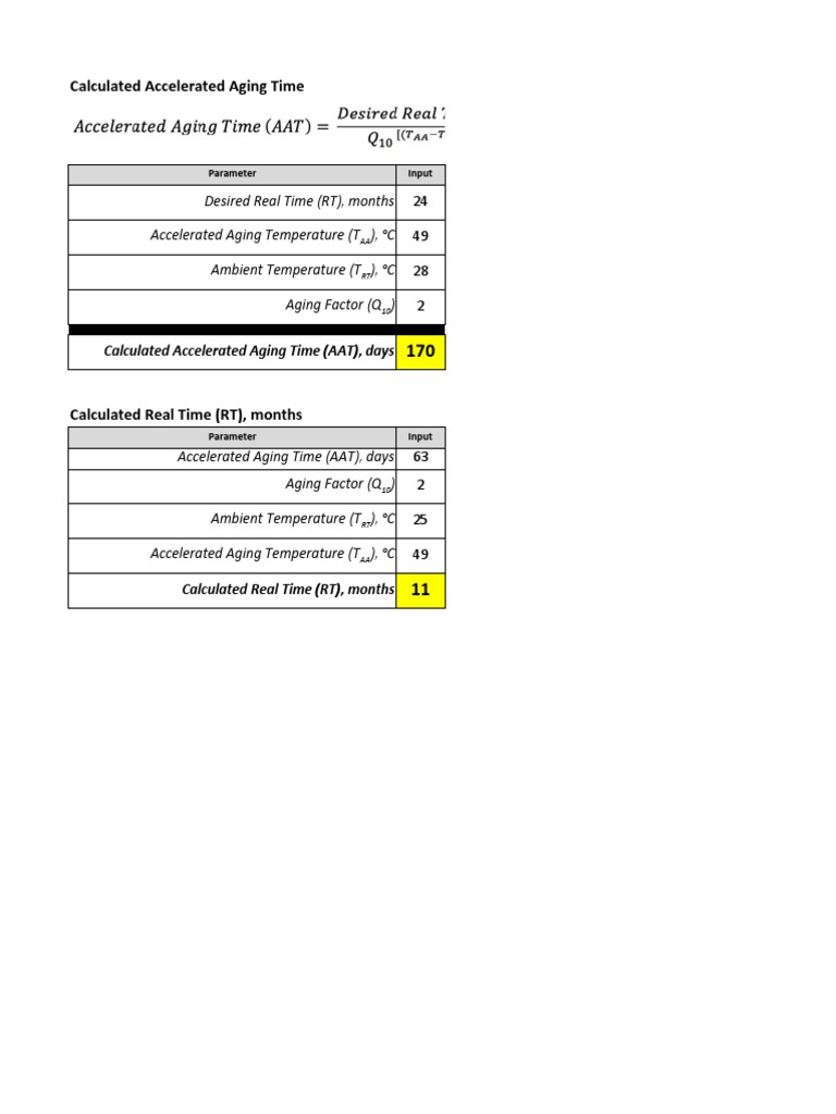 Accelerated Aging Time Calculation | PDF | Technology & Engineering
