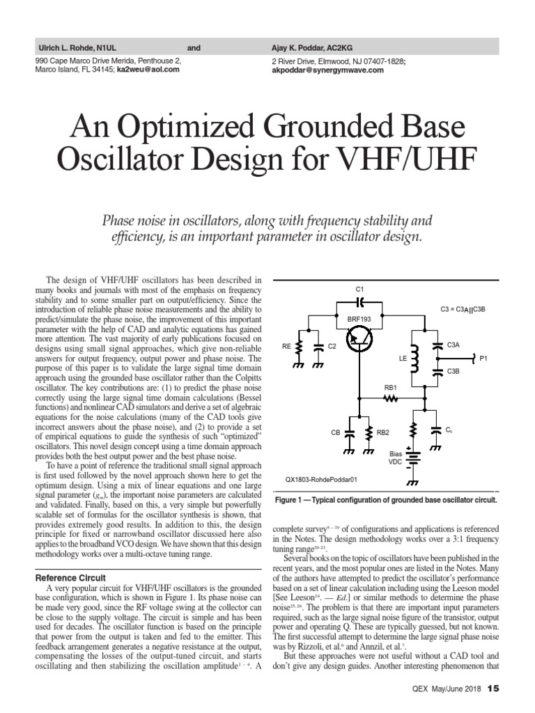 An Optimized Grounded Base Oscillator Design For VHF/UHF | PDF ...