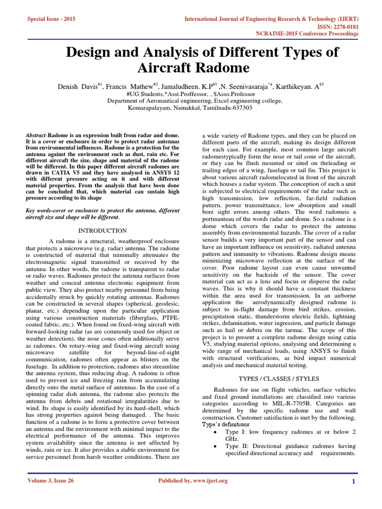 Design and Analysis of Different Types of Aircraft Radome ...