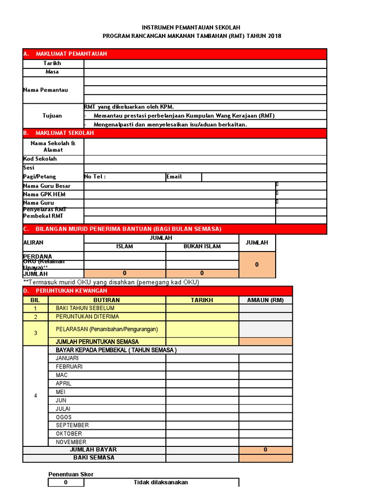 Instrumen Pemantauan RMT | PDF