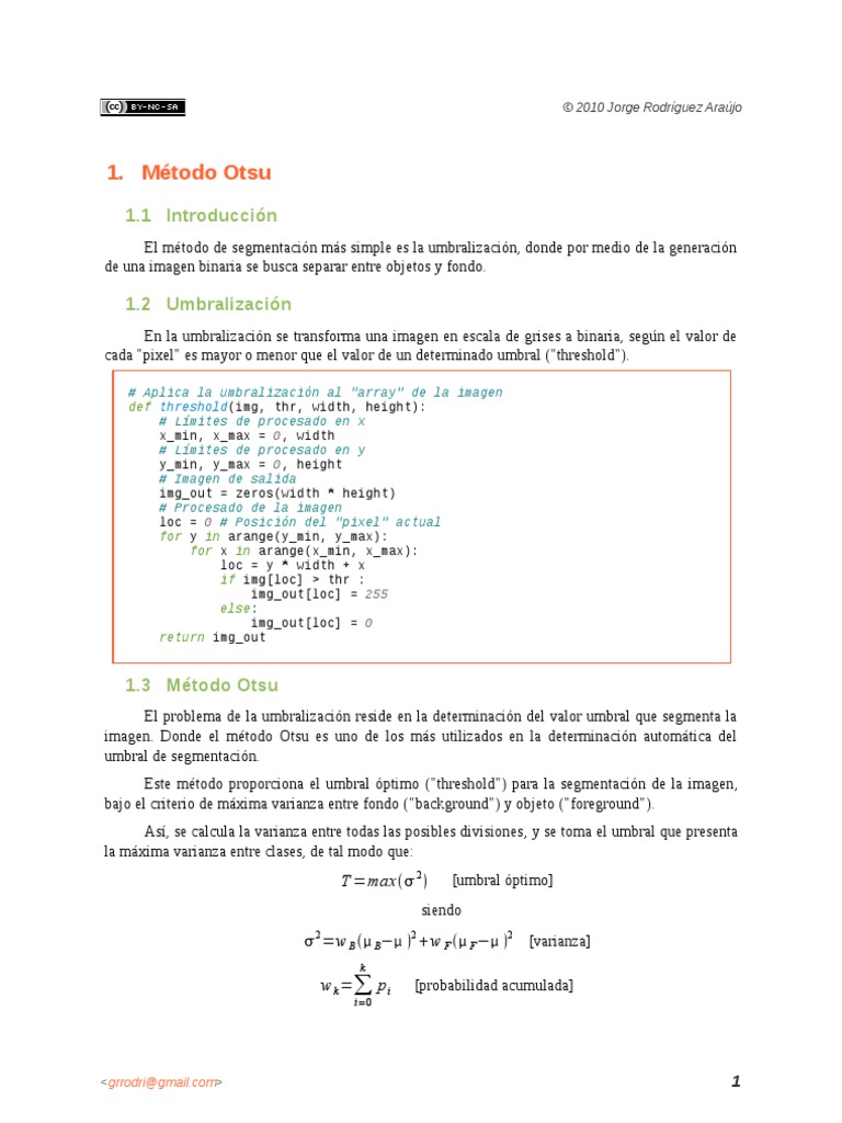 Método Otsu | PDF | Segmentación de imagen | Inteligencia artificial
