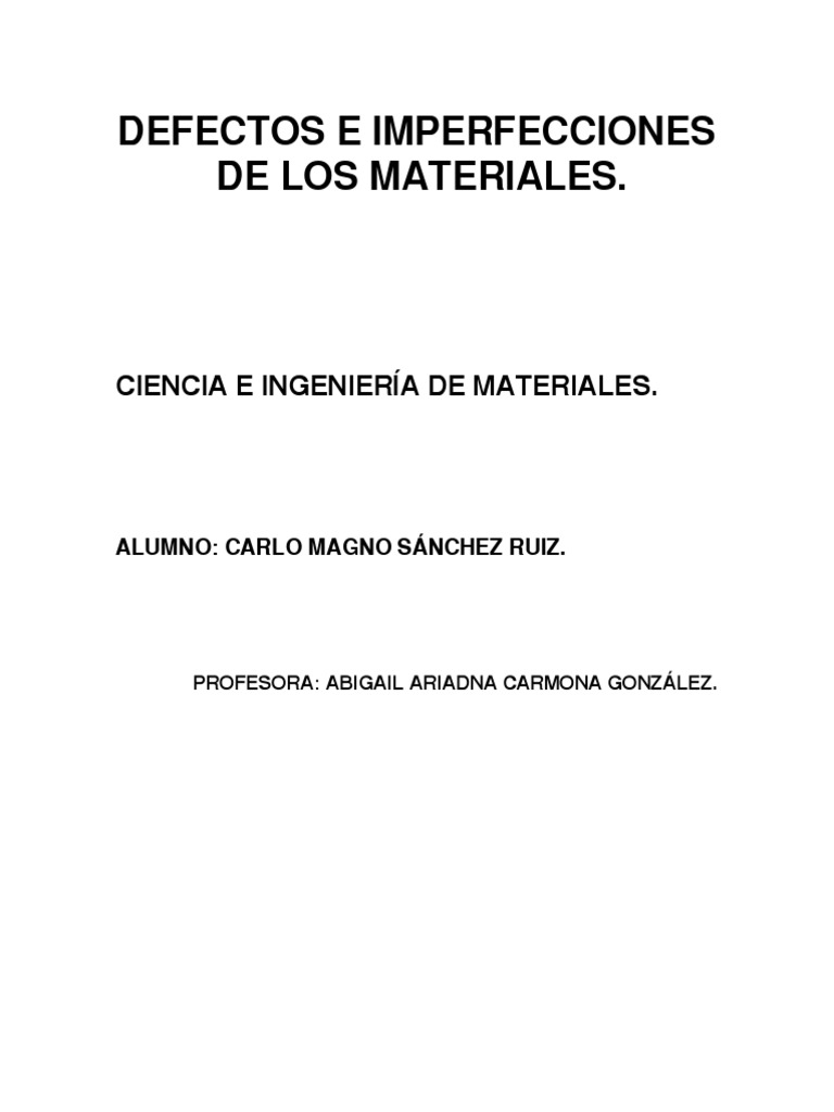 Defectos e Imperfecciones en Materiales | PDF | Dislocación ...