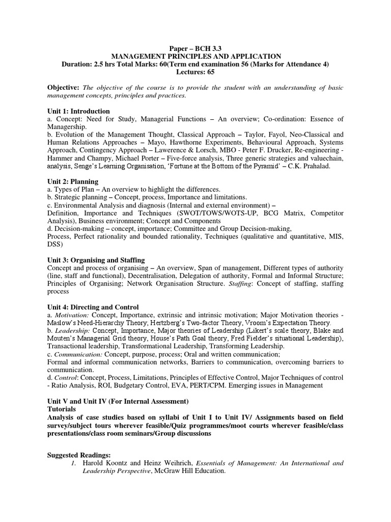 MANAGEMENT - MANAGEMENT PRINCIPLES AND APPLICATION 3rd Sem | PDF ...