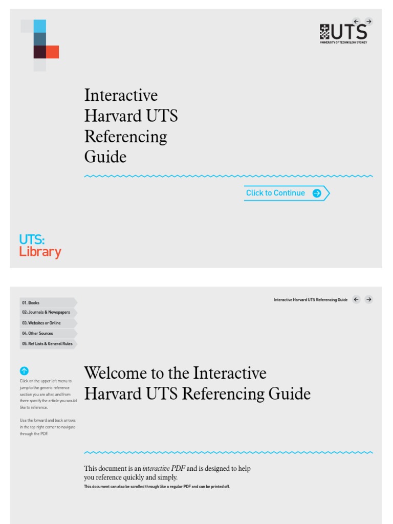 Interactive Harvard UTS Referencing Guide: Library | PDF | Newspapers ...