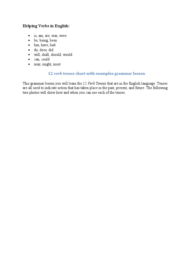 Helping Verbs and Tenses in English | PDF | Grammatical Number | Plural