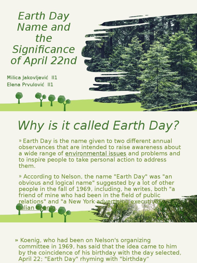 Earth Day Name and The Significance of April 22nd | PDF | Observances
