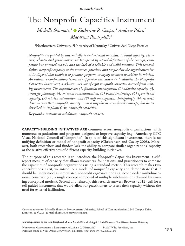 TH e Nonprofi T Capacities Instrument | PDF | Strategic Planning | Leadership