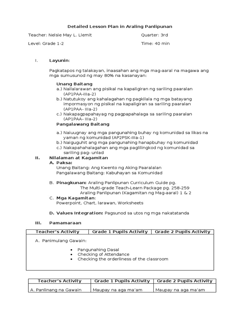 Detailed Lesson Plan in Araling Panlipunan | PDF