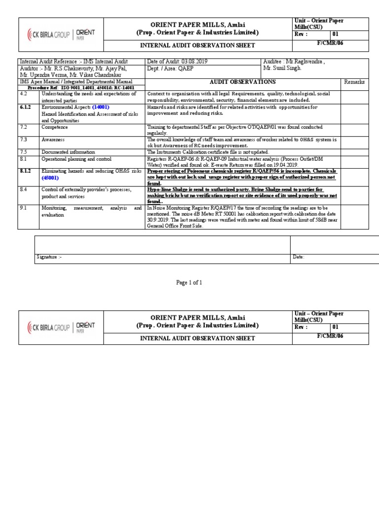 Orient Paper Mills, Amlai (Prop. Orient Paper & Industries Limited ...