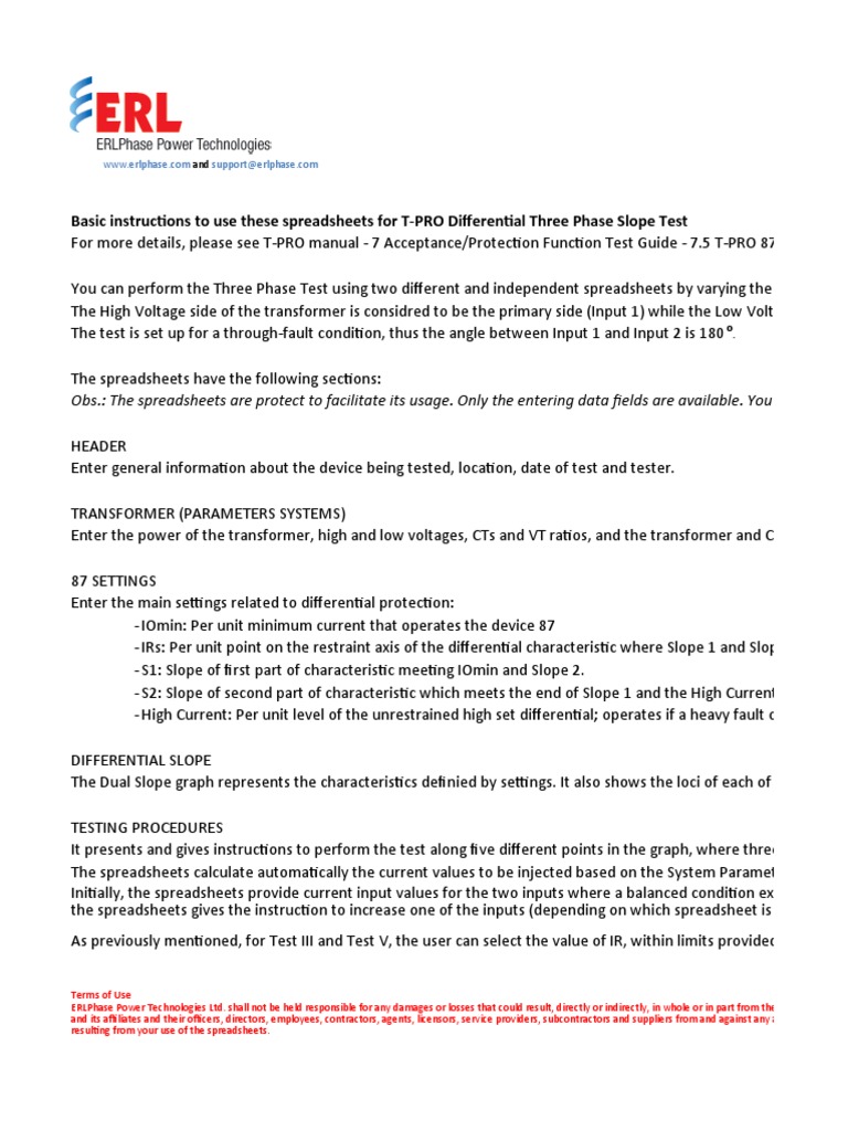 T PRO 87T 3phase Diff Slope Test | PDF | Transformer | Indemnity