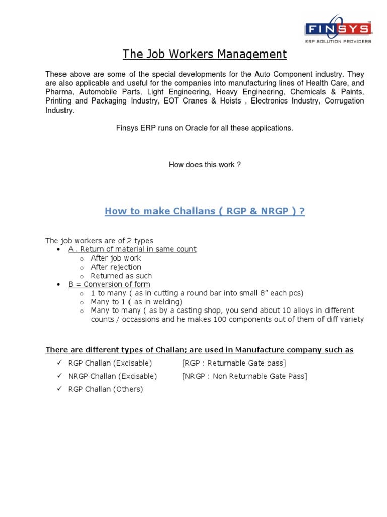 RGP Challan Creation Guide for ERP | PDF | Button (Computing) | Personal Computers