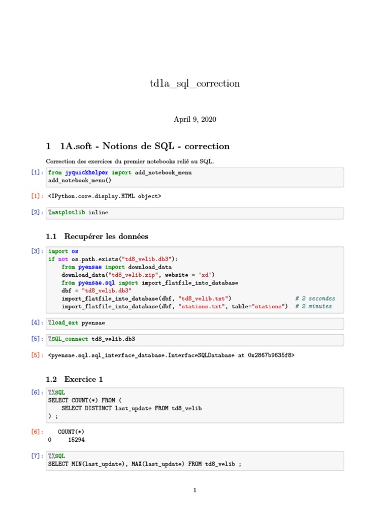 1 1a.soft - Notions de SQL - Correction | PDF | Computers