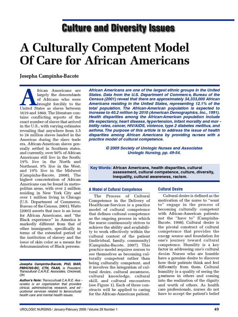 A Culturally Competent Model of Care For African Americans: Josepha ...
