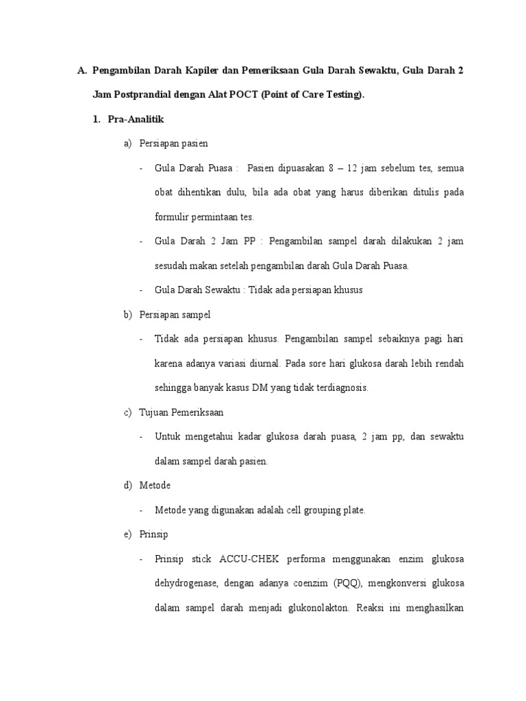 Pengambilan Darah Kapiler Dan Pemeriksaan GDS, GD2PP | PDF | Sains ...