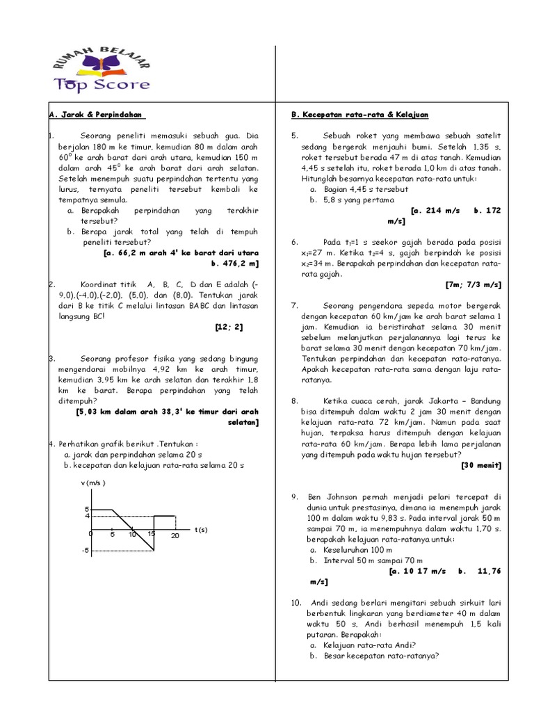 Contoh Soal Kelajuan Rata-Rata Kelas 7 | PDF | Sains & Matematika