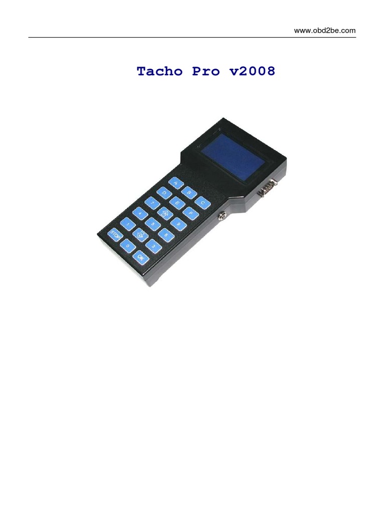 Tacho Pro 2008 User Guide | PDF | Menu (Computing) | Car Manufacturers