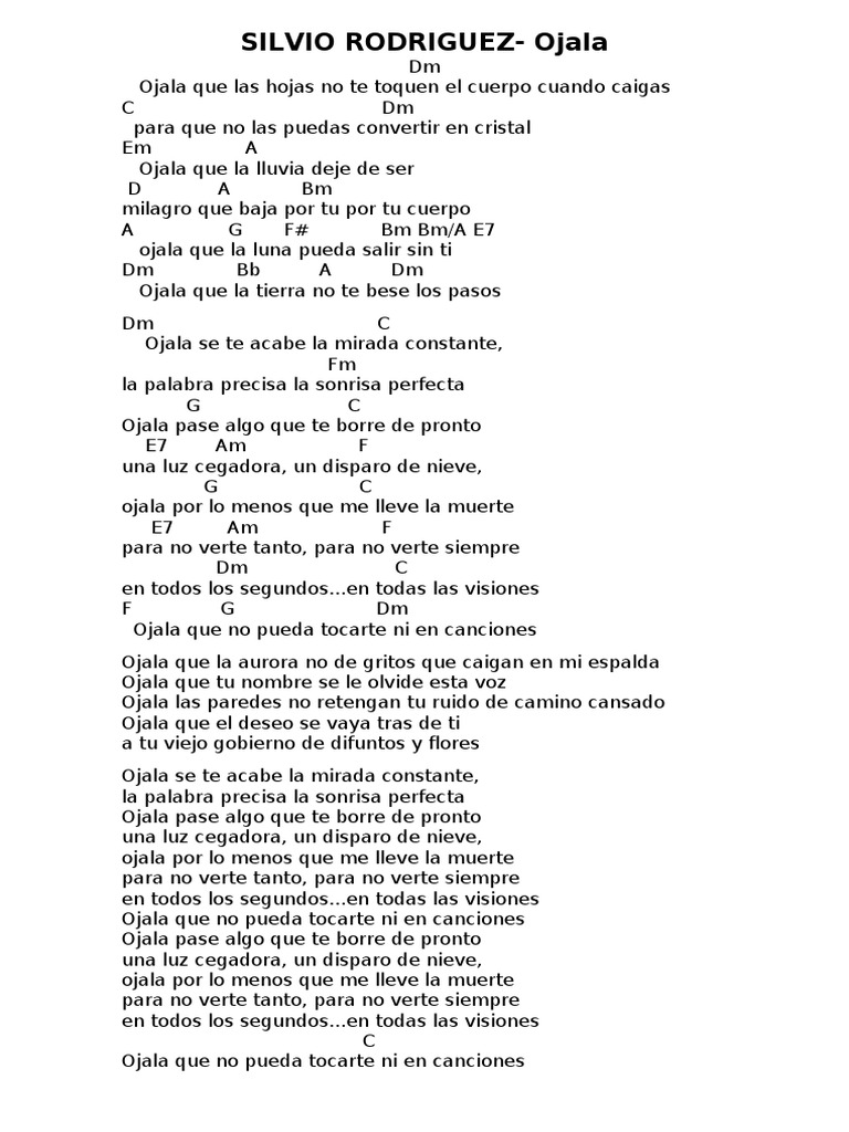 SILVIO RODRIGUEZ - Ojala | PDF