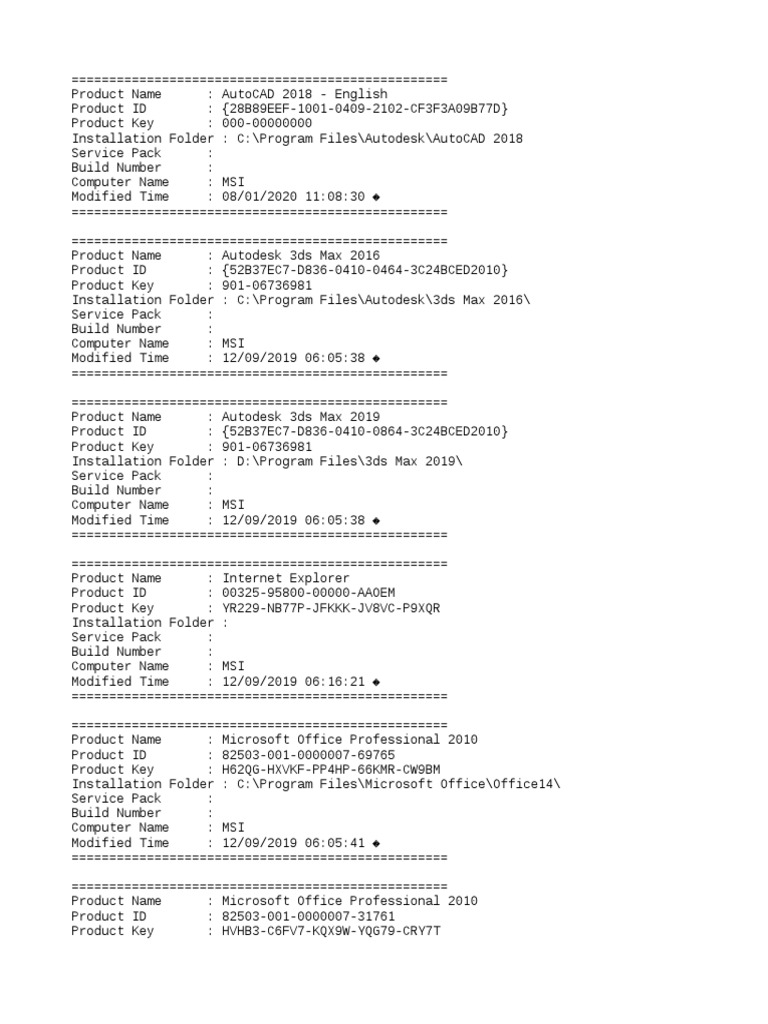 Product Keys | PDF | Autodesk | Autodesk 3ds Max