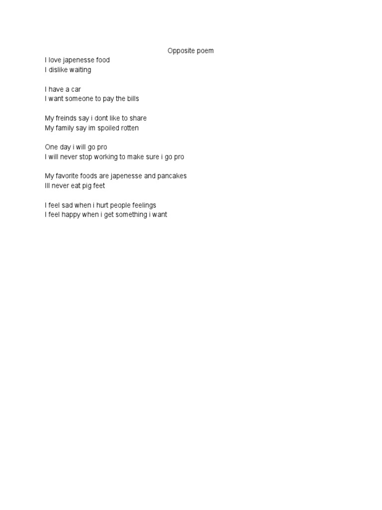 Opposite Poem | PDF