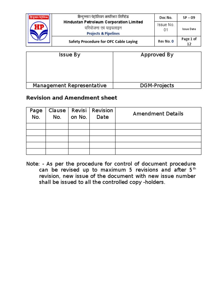OFC Cable Laying Safety Procedure | PDF | Optical Fiber | Pipeline ...