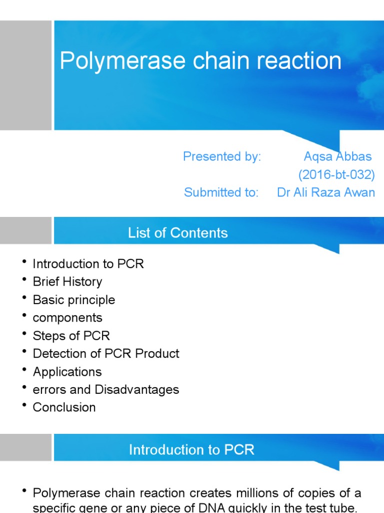 Polymerase Chain Reaction | PDF | Polymerase Chain Reaction | Taq ...