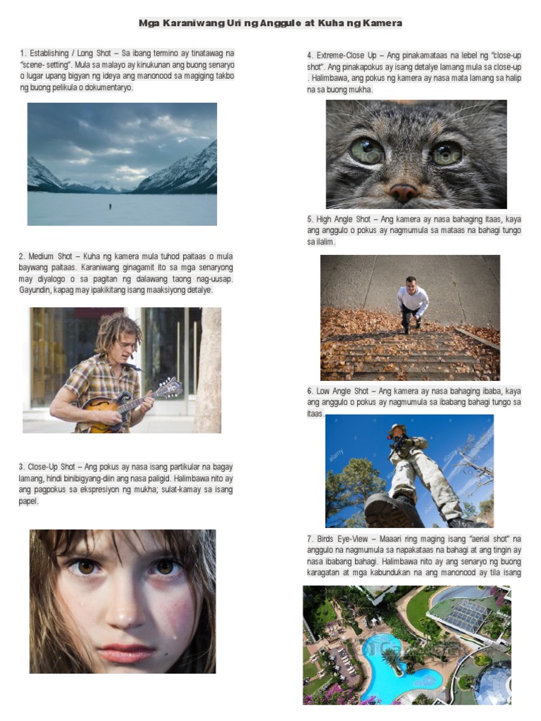 Mga Karaniwang Uri NG Anggulo at Kuha NG Kamera | PDF