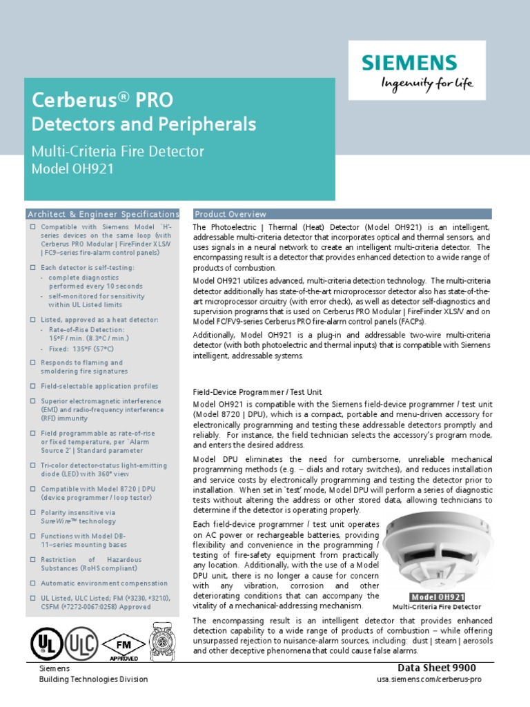 Cerberus® PRO: Detectors and Peripherals | Download Free PDF | Sensor ...