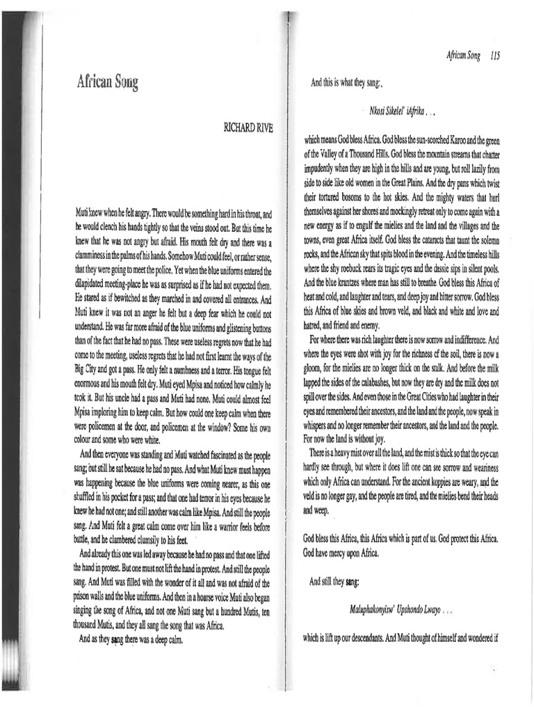 Richard Rive - African Song | PDF