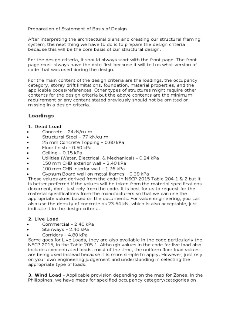 Preparation of Statement of Basis of Design | PDF | Geotechnical ...