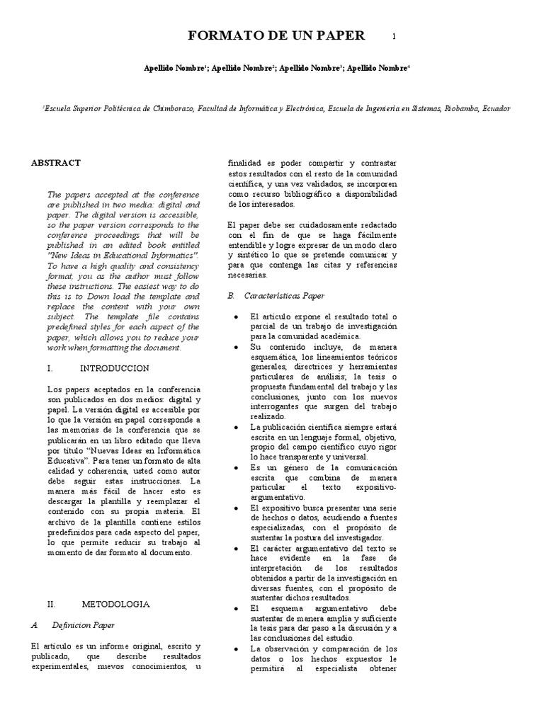 Formato de Un Paper | PDF | Investigación | Comunicación