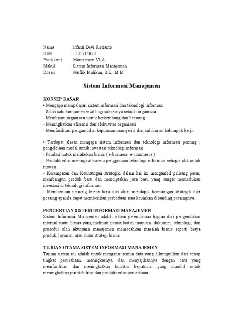 Resume SIM | PDF | Bisnis | Pengelolaan Keuangan & Uang