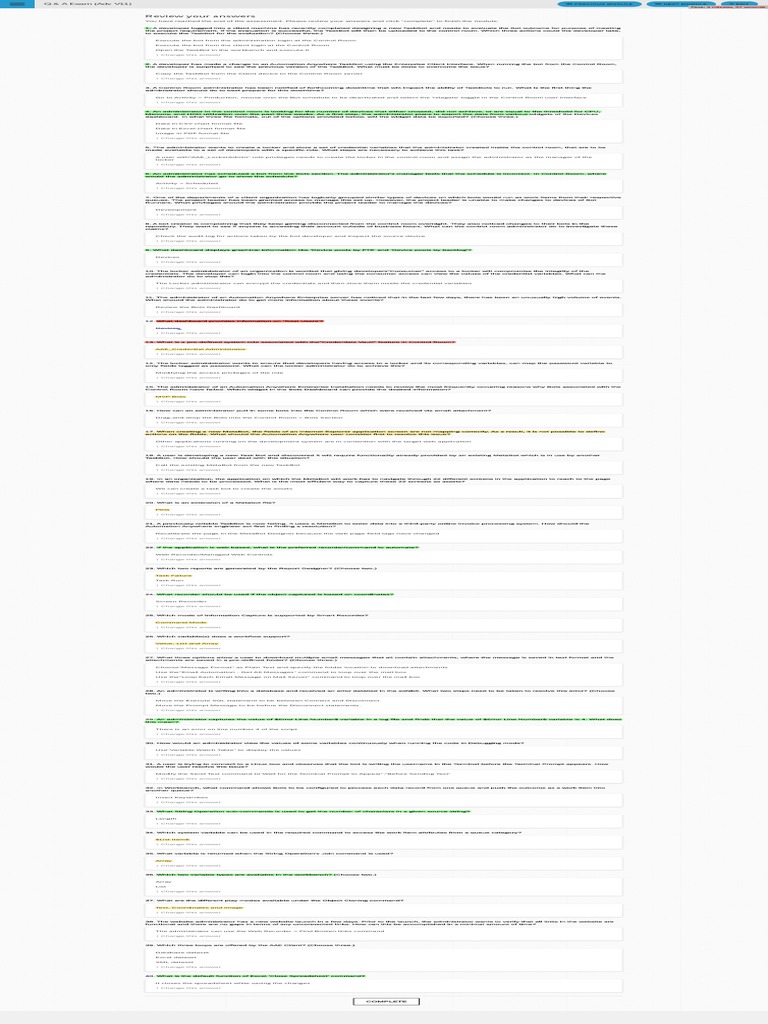 Review Your Answers: Q & A Exam (Adv V11) | PDF | Computer Terminal | Command Line Interface