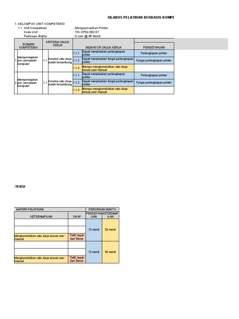 Silabus Dan Matrix Mengoperasikan Printer | PDF