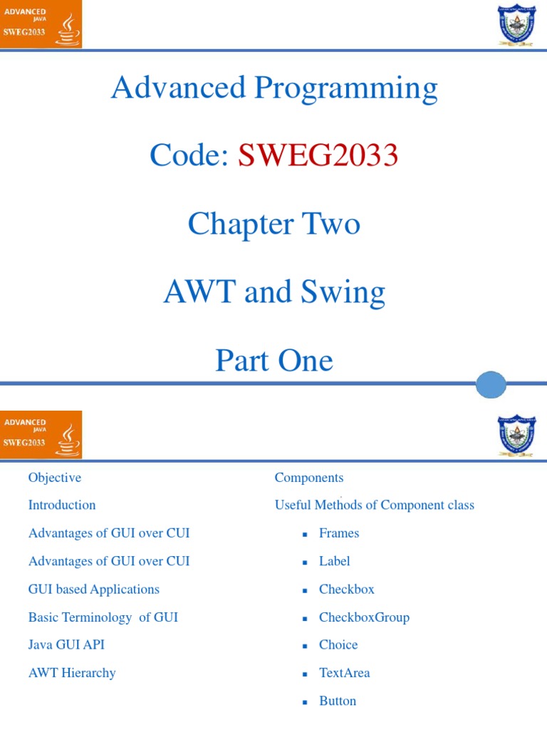 Chapter 2 Part One Awt And Swing Event Pdf Graphical User Interfaces Computing Platforms