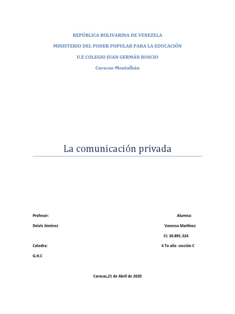 La Comunicación Privada | PDF | Ciencias sociales | Salud y bienestar