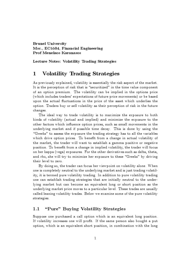 Volatility Trading Strategies Explained | PDF | Greeks (Finance ...