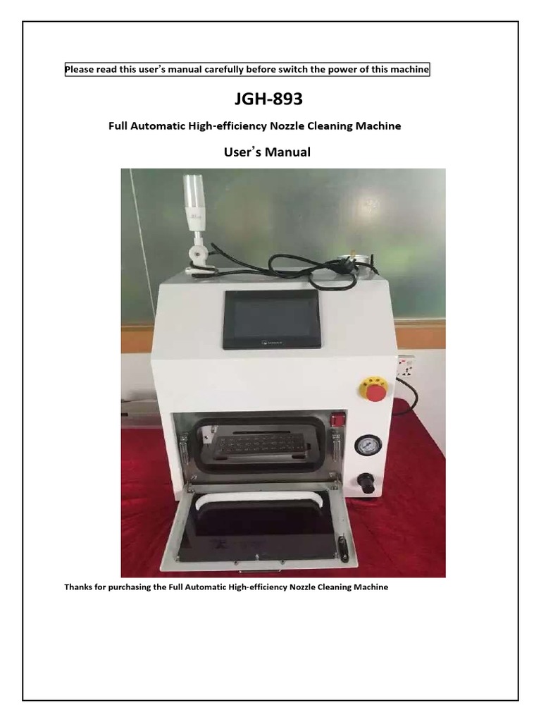 Full Automatic High-Efficiency Nozzle Cleaning Machine: User's Manual ...
